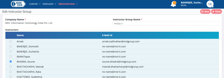 Edit Instructor Group - Field Descriptions